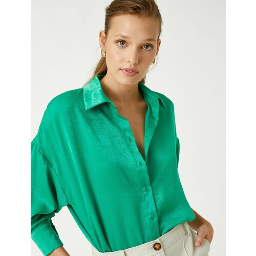 Рубашка  KOTON, размер 40, зеленый