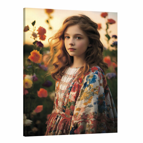 Интерьерная картина 50х70 "Девушка в цветочном саду"