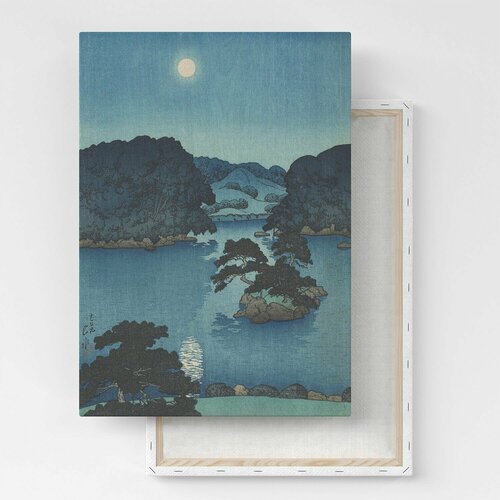 Картина на холсте, репродукция / Хасуй Кавасэ - Moonlit night / Размер 80 x 106 см