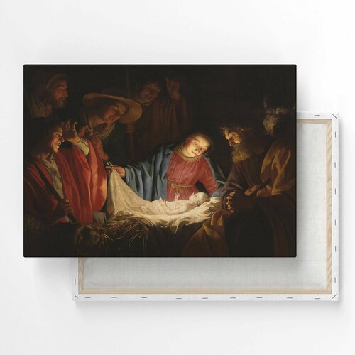 Картина на холсте, репродукция / Геррит ван Хонтхорст - Adoration of the Shepherds / Размер 40 x 53 см
