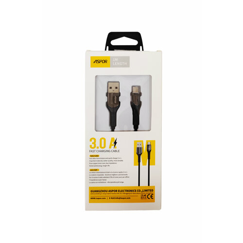 Кабель MicroUSB ASPOR AC-08 3A, для Micro-USB 1m