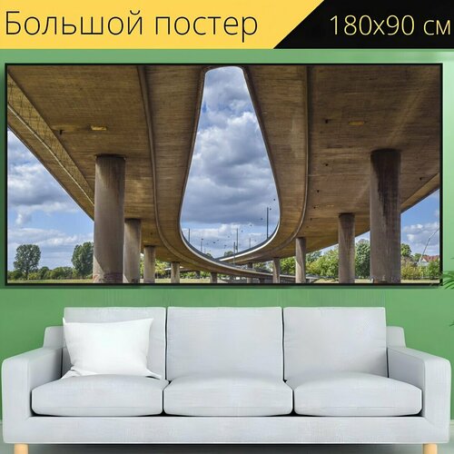 Большой постер "Архитектура, мост, конкретный" 180 x 90 см. для интерьера