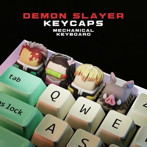 Demon Slayer (Клинок рассекающий демонов) кейкап (клавиша) под покраску, 4 шт