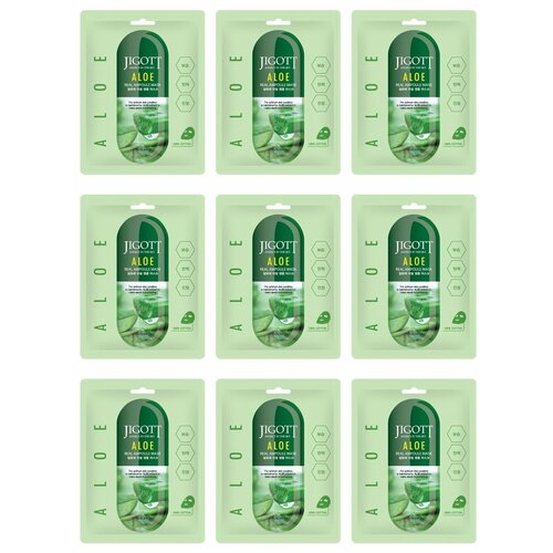 JIGOTT Маска на тканевой основе Aloe Real Ampoule Mask - 9 штук