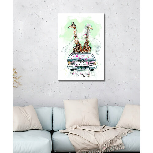 Картина - Жираф, жираф красками, арт жираф, пятнистый жираф (6) 60х80