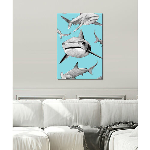 Картина - Акула, акула арт, акула рисунок (2) 40х60