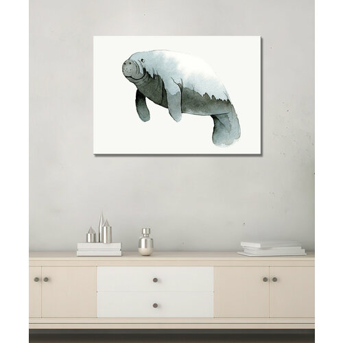 Картина -Ламантин арт, морская корова арт (1) 60х80