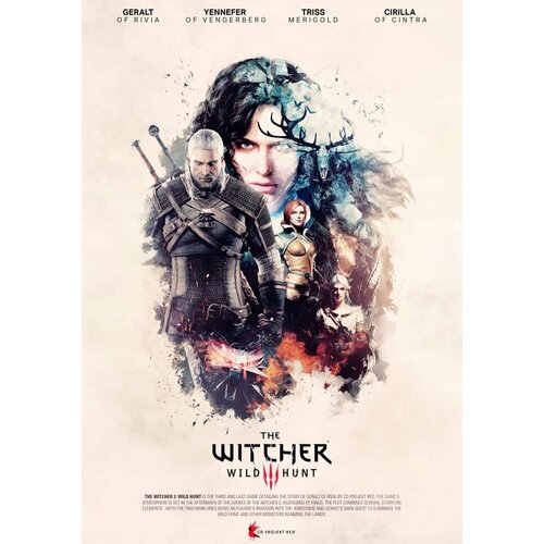 Плакат, постер на холсте Ведьмак 3 (The Witcher 3 Wild Hunt). Размер 21 х 30 см