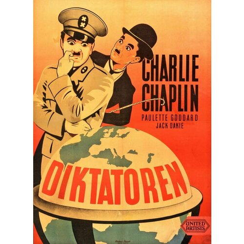 Плакат, постер на холсте Великий диктатор (The Great Dictator, 1940г). Размер 21 на 30 см