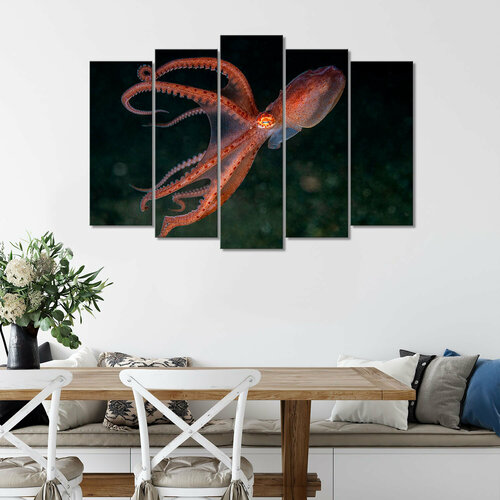 Модульная картина/Модульная картина на холсте/Модульная картина в подарок/осьминог дофлейна-doflane's octopus125х85