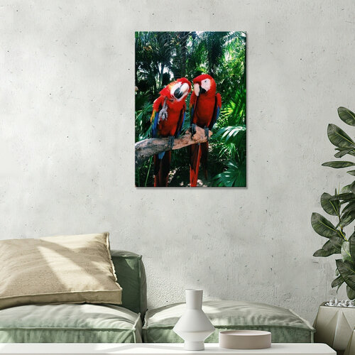 Интерьерная картина на холсте - Два попугая какаду красного цвета 40х60