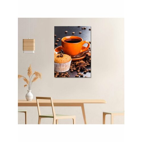 Картина на холсте с подрамником Кофе и кекс 30х40