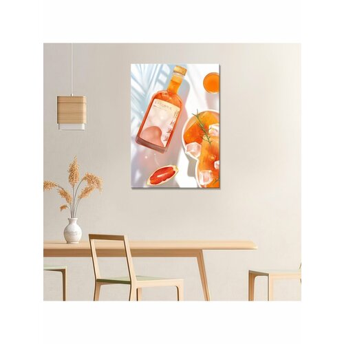 Картина на холсте с подрамником японское вино рисунок акварелью 30х40