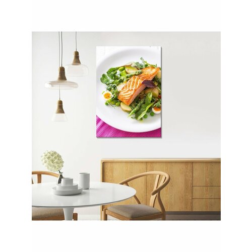 Картина на холсте с подрамником Рыба и овощной салат 60х80