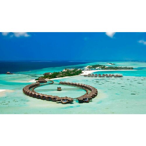 Картина на холсте 60x110 Альянс Лес "Океан отель Мальдивы острова" на подрамнике / интерьер/ декор