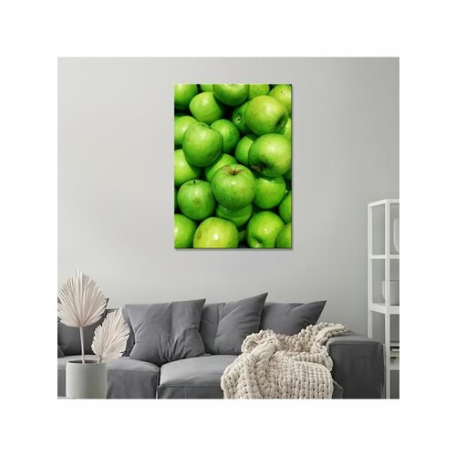 Картина на холсте с подрамником зеленые яблоки 30х40