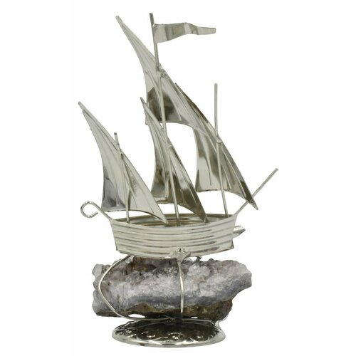 Статуэтка "Кораблик" / на натуральном камне с серебрением / 11 см / Италия N. F. C. / 116-6