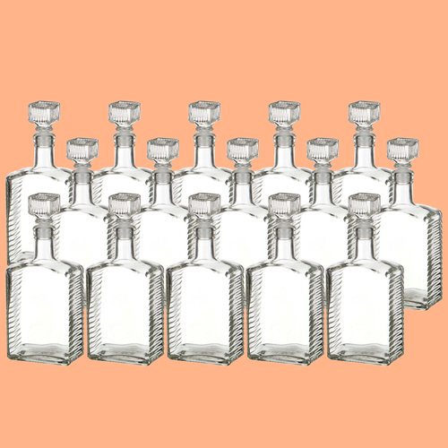Набор Стеклянных Графинов для напитков "Лесенка", 500 мл. 16 штук в комплекте