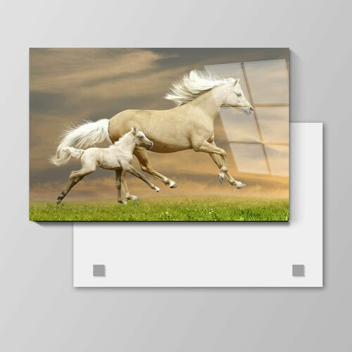 Картина на стекле - "Лошадки" размер 90-135 см