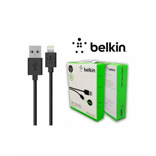 Кабель Belkin USB 8 pin Lightning для Apple iPhone 5/5S/SE/6/6 Plus/6S/7/8/X (10)/Xr/Xs/Xs Max/11/11 Pro/12/12 Mini/13/13 Pro Max/SE 2022/iPad/iPod/AirPods 1.2 м Черный