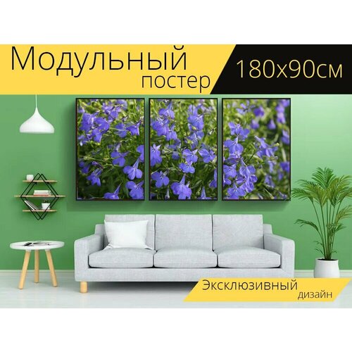Модульный постер "Цветы, лето, цветник" 180 x 90 см. для интерьера