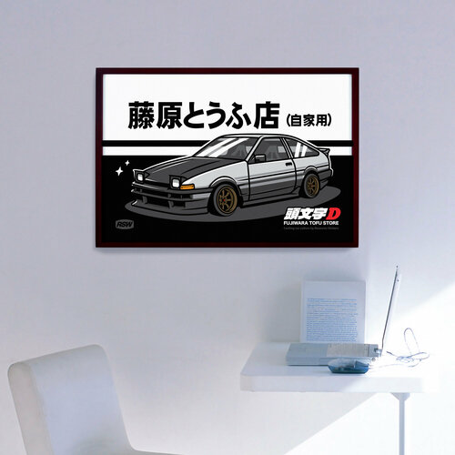 Постер Toyota AE86 fujiwara, JDM 60X40 / Resource Stickers