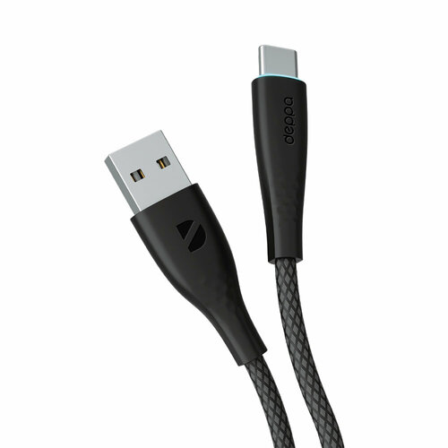 Дата-кабель Fly USB - Type-C, 3А, 1м, черный, Deppa, Deppa 72531