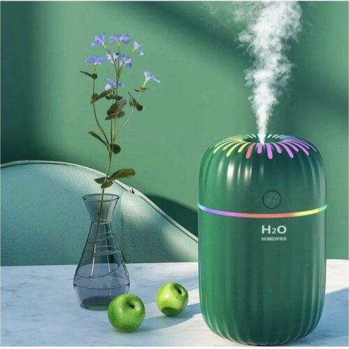 Увлажнитель воздуха H2O с подсветкой, ночник. Зеленый.