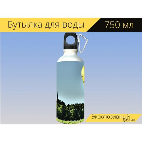 Бутылка фляга для воды "Пленница шар, воздушный шар, воздушный спорт" 750 мл. с карабином и принтом