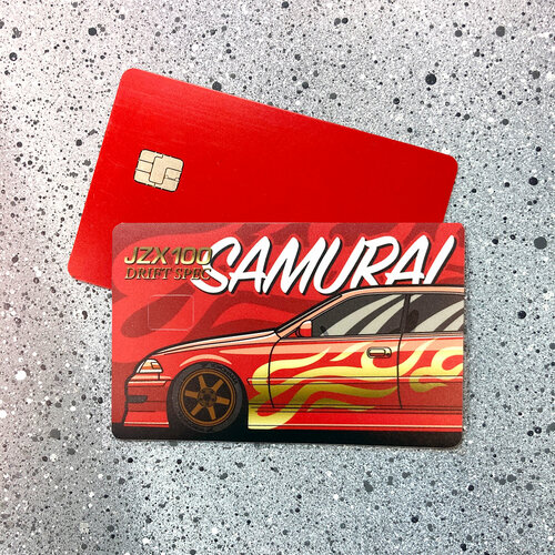 Наклейка на банковскую карту Toyota Mark2 Samurai red