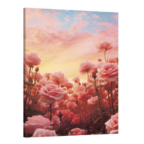Интерьерная картина 50х70 "Розы в заботе"