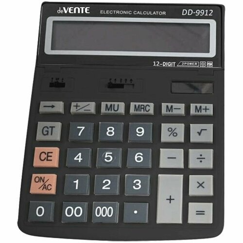 Калькулятор настольный deVENTE DD-9912 154x203мм 12-разрядный черный подъемный дисплей