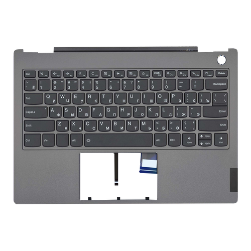 Клавиатура (топ-панель) для ноутбука Lenovo ThinkBook 13s-IWL черная с серым топкейсом
