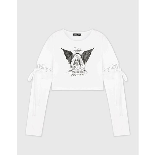 Лонгслив Gloria Jeans READY! STEADY! GO!, размер XS/158-164, белый