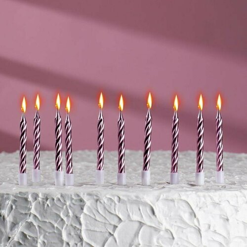 Свечи в торт "Спираль", 10 шт, средние, 5 см, розовый металлик (комплект из 38 шт)
