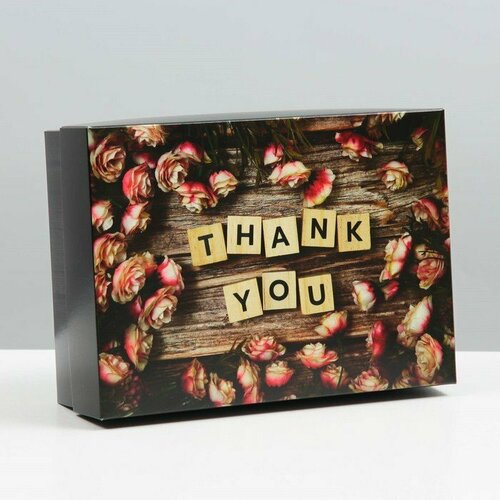 Коробка подарочная, крышка-дно, сборная "Thank you", 21 х 15 х 7 см (комплект из 25 шт)