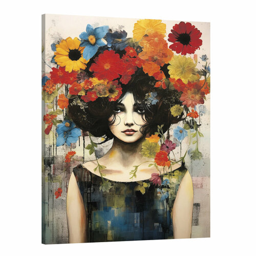 Интерьерная картина 50х70 "Девушка с цветами"