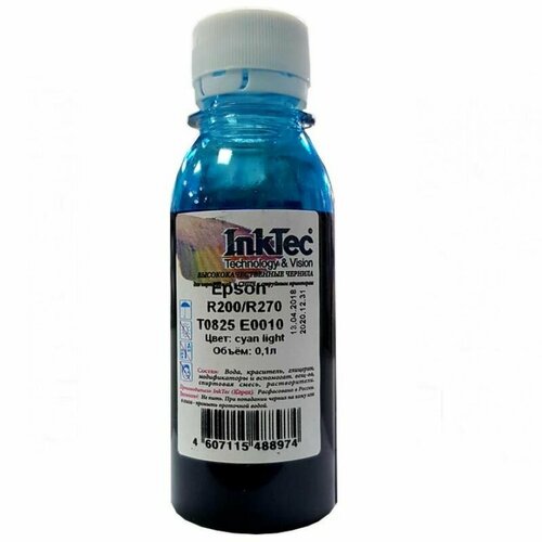 Чернила InkTec E0010 для Epson R200/R270 T0825 , CL, 0,1 л,