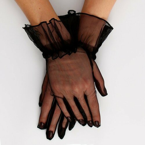 Карнавальный аксессуар - перчатки прозрачные с юбочкой, цвет черный, "Страна Карнавалия"