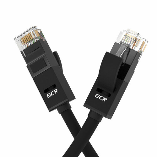 Короткий патч-корд LAN кабель GCR для подключения интернета КАТ.5e RJ45 1Гбит/c 15 см патч-корд UTP черный
