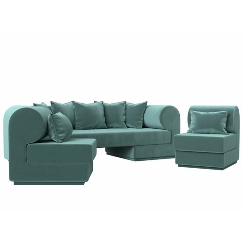Набор Кипр-3 (диван, 2 кресла), Велюр бирюзовый