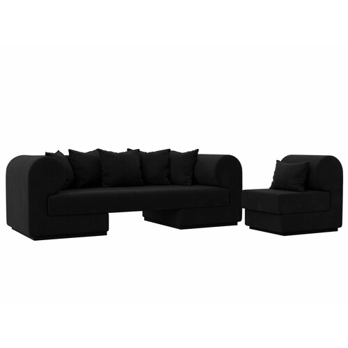 Набор Кипр-2 (диван, кресло), Микровельвет черный