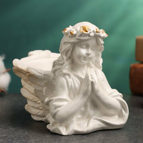 Хорошие сувениры Подсвечник "Молящийся ангел" 10,5х7,5х9см, перламутровый