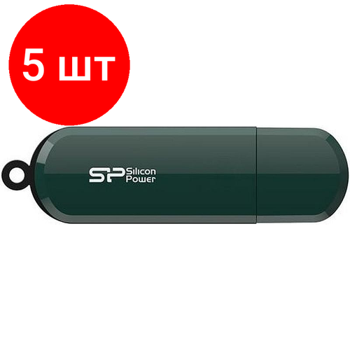 Комплект 5 штук, Флеш-память Silicon Power LuxMini 320 16Gb/USB 2.0/Зелен (SP016GbUF2320V1N)