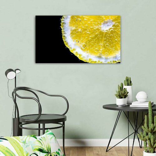 Картина на холсте 60x110 LinxOne "Лимон долька пузыри" интерьерная для дома / на стену / на кухню / с подрамником