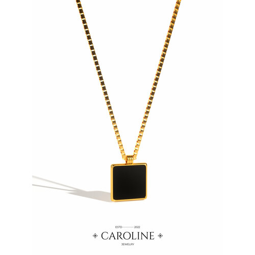 Колье Caroline Jewelry, эмаль, длина 45 см., черный, золотой