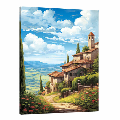 Интерьерная картина 50х70 "Деревня в стиле классицизма"