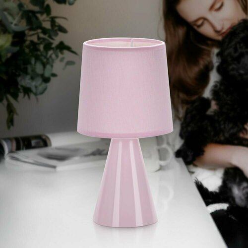 Настольный светильник с абажуром для спальни Rivoli Edith 7069-503 40 Вт, керамика, розовая