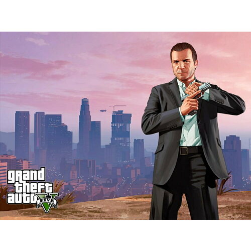 Плакат, постер на холсте Grand Theft Auto 5 -Майкл/искусство/арт/абстракция/творчество. Размер 30 х 42 см