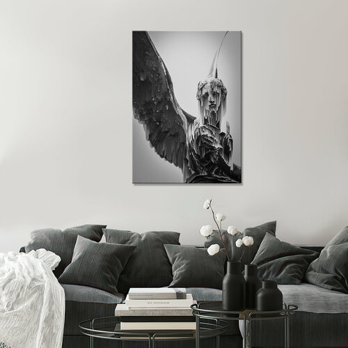 Интерьерная картина на холсте - Ангел скульптура глитч 20х30